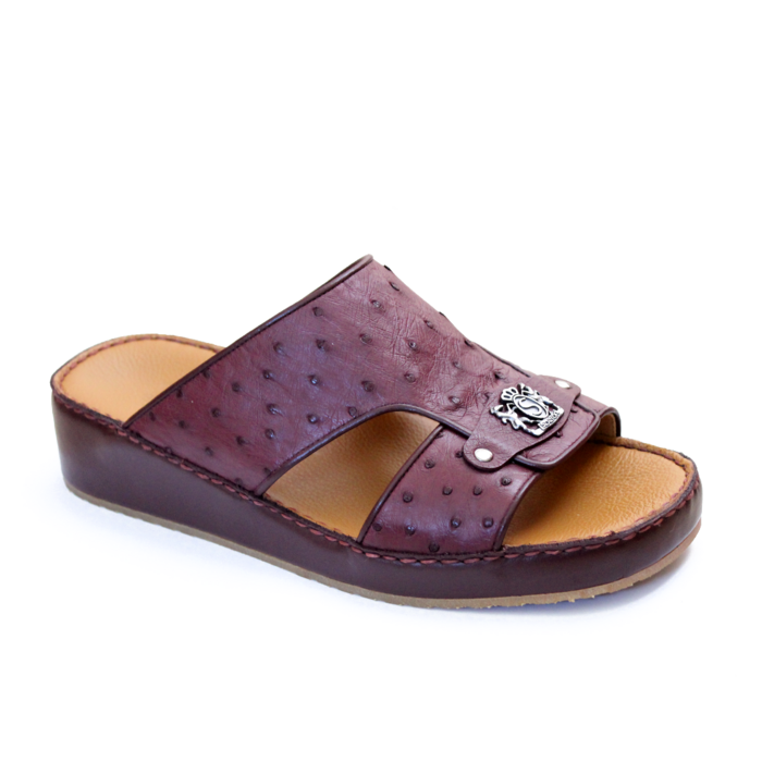 Speroni Burgundy Ostrich Leather Sandals 3718_BOR