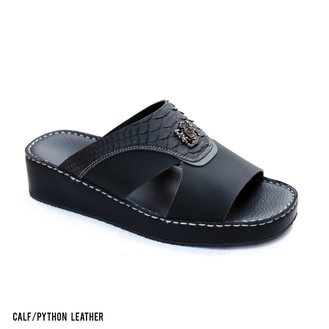 Speroni Black Calf & Python Leather Sandals R4192_BLK